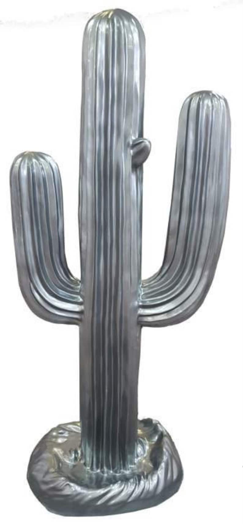 190cm! Elegant Cactus Figure in Metallic Silver, Top Decorative Trendy ...