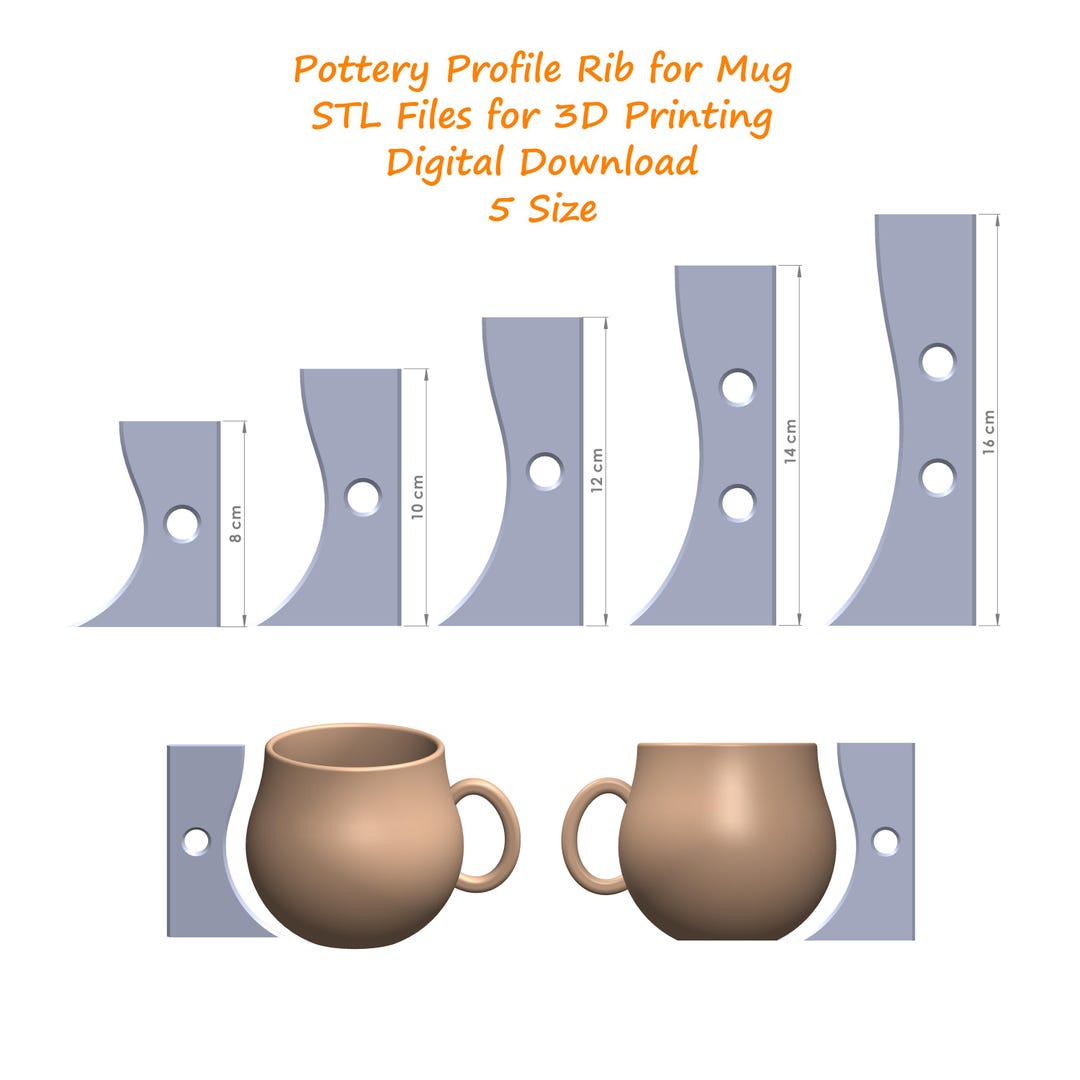 Profile Rib Stl Files for Pottery Mug | Pottery Shaping Tool Stl Files ...