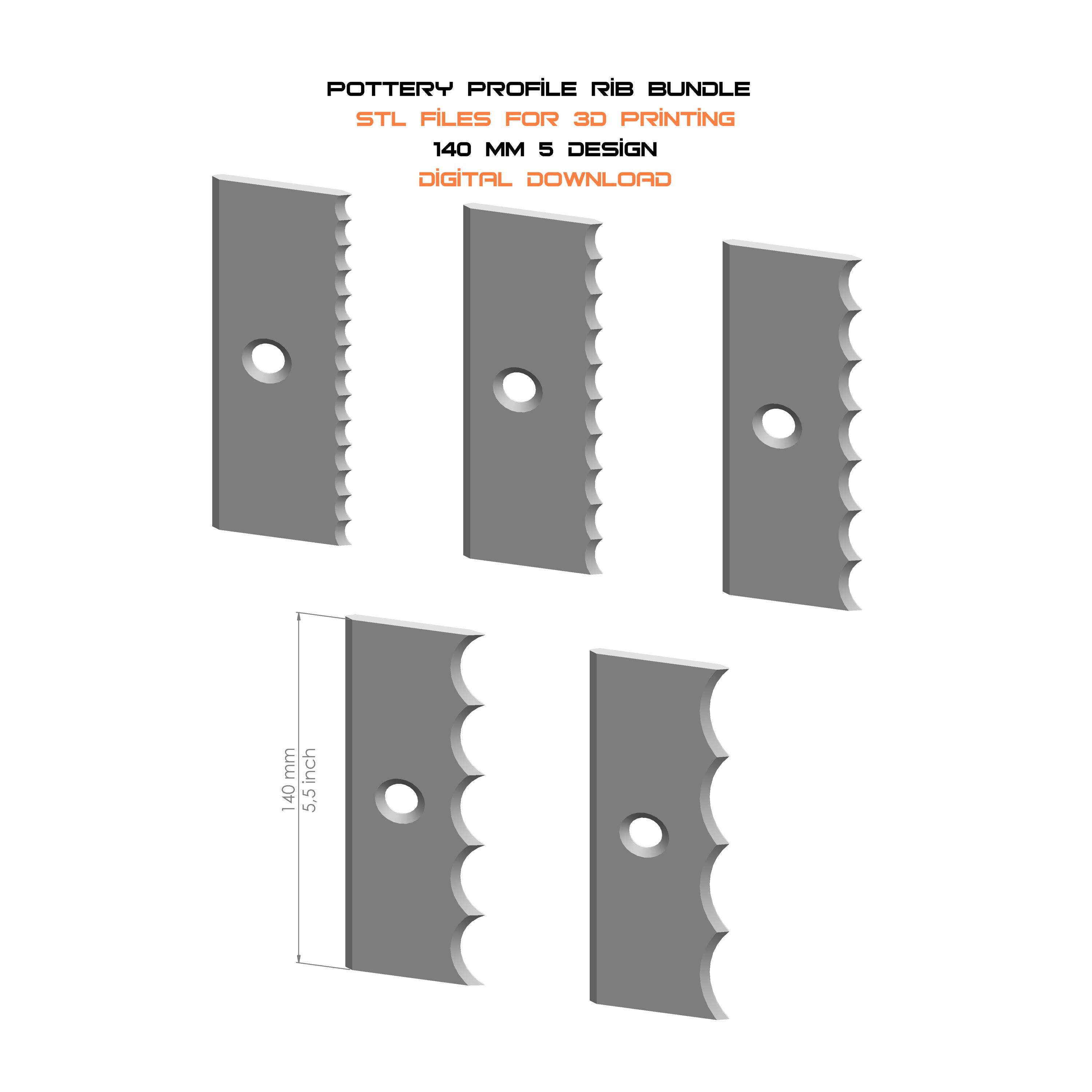 Pottery Profile Rib Bundle STL File for 3D Printing | Pottery Tools 3d ...