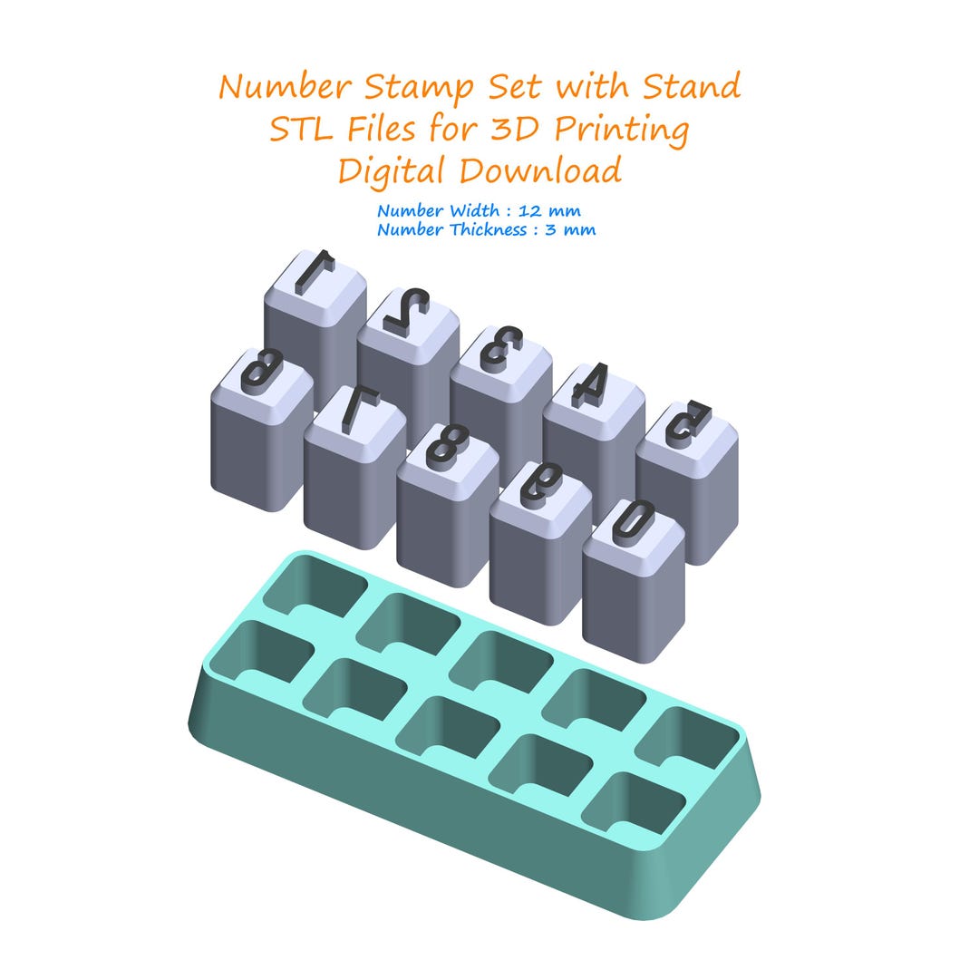 Pottery Number Stamp Set With Stand – 3D Printable Clay Number Stamps ...