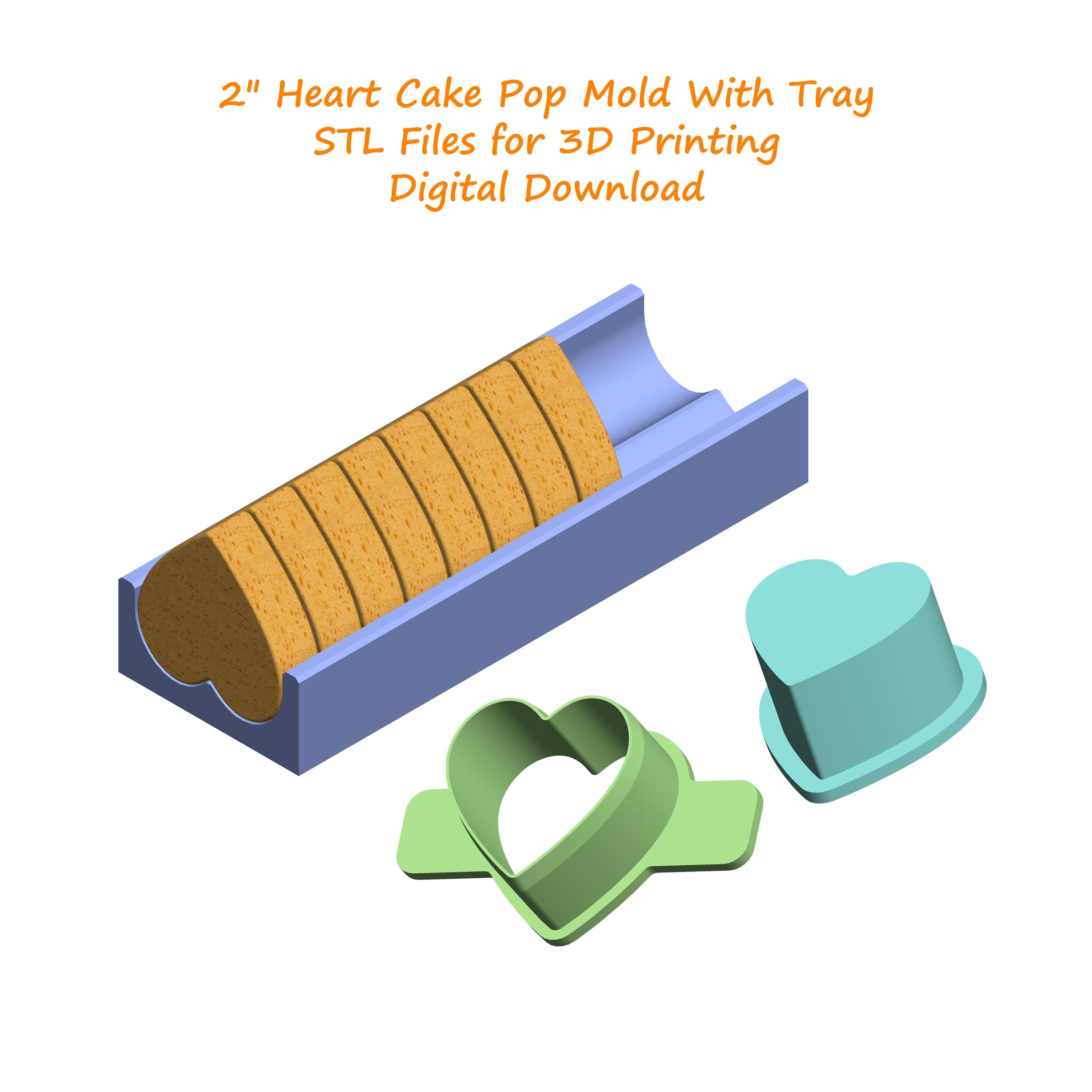 Heart Cake Pop Mold With Tray Stl Files | Cake Pop Mold 3d Print Stl ...