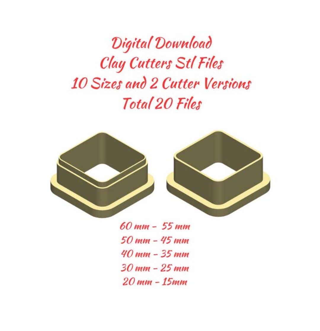 Polymer Clay Cutters Square Stl Files for 3D Printing | Polymer Clay ...