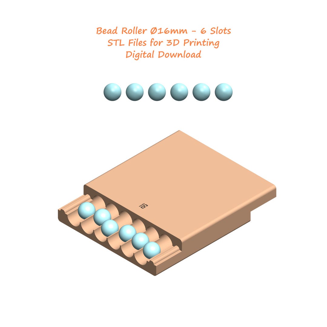 Polymer Clay Bead Roller 16 Mm Stl Files | 16 Mm - 6 Slot Bead Roller ...