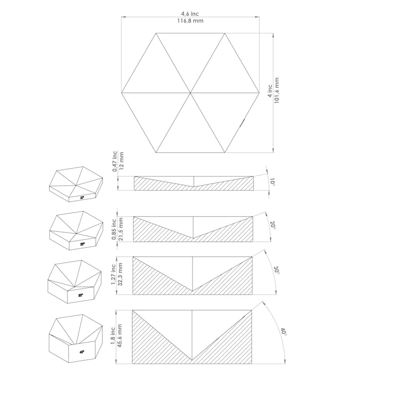 Hexagon Stained Glass Jig Set 10 20 30 40 Degree | Molds for Stained ...
