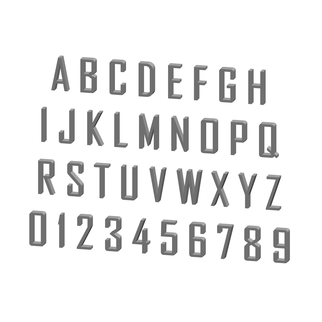 3D Font Alphabet Letters and Numbers 3D Stl File | 3D Letters Full ...