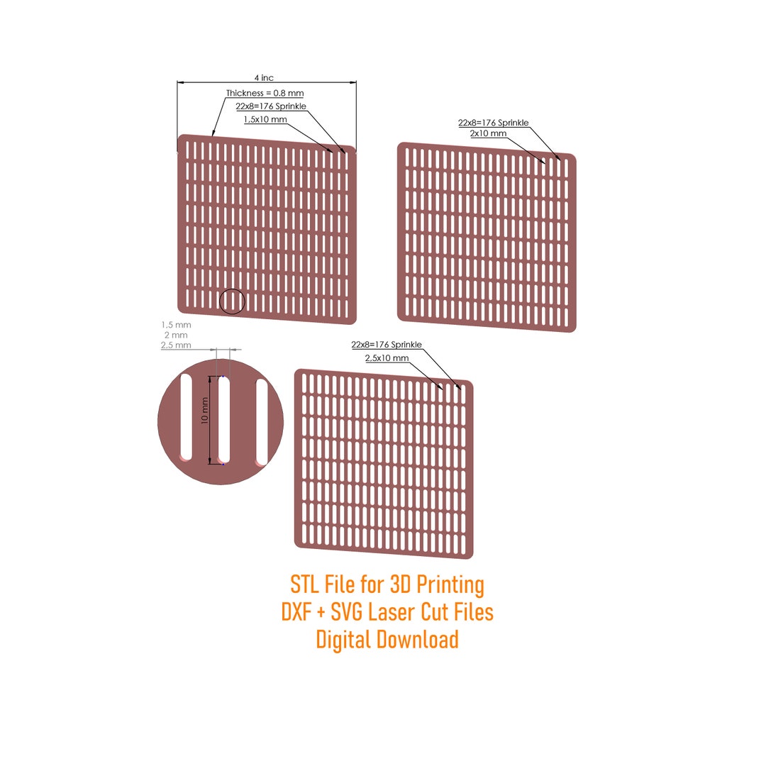 Jimmies Sprinkle Stencil Stl File (3 Size) | Sprinkle Stencil Dxf Svg ...