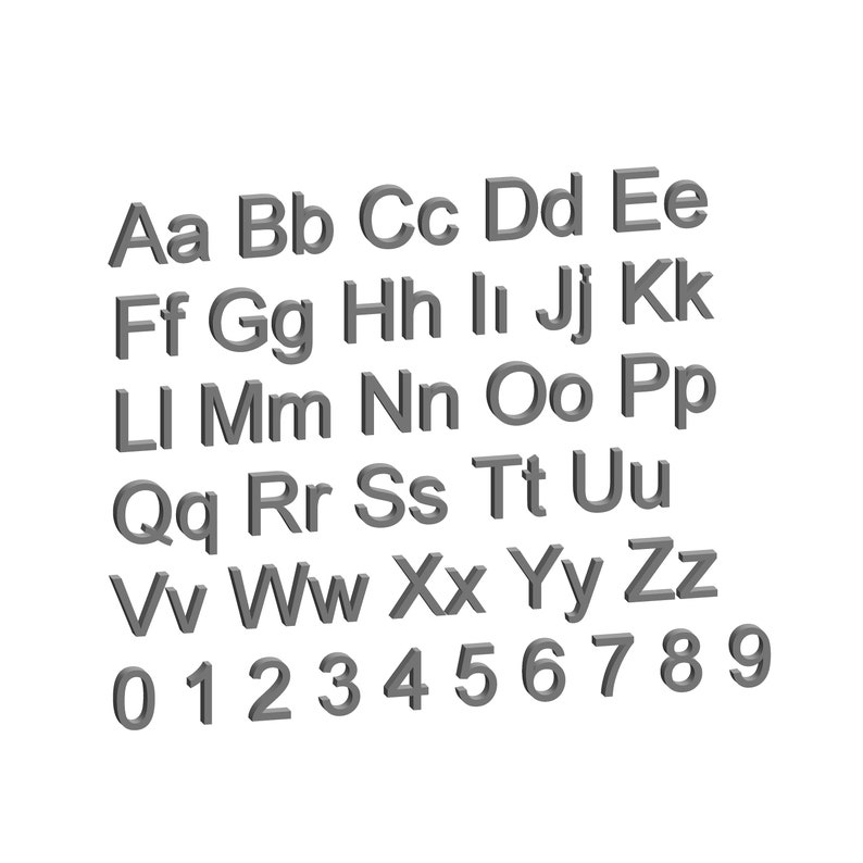 Arial Font Alphabet Letters and Numbers 3D Stl File | 3D Letters Full ...
