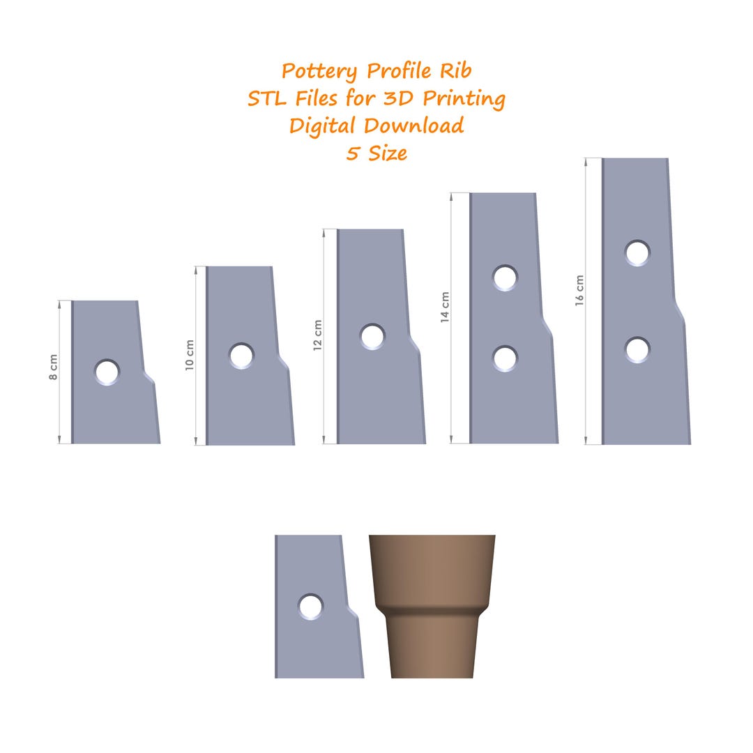 Pottery Profile Rib for Mug Stl Files | Pottery Shaping Tool Stl Files ...