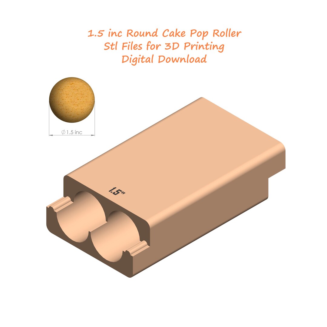 1.5 Inc Round Cake Pop Roller Stl Files | Cake Pop Roller 3d Print Stl ...