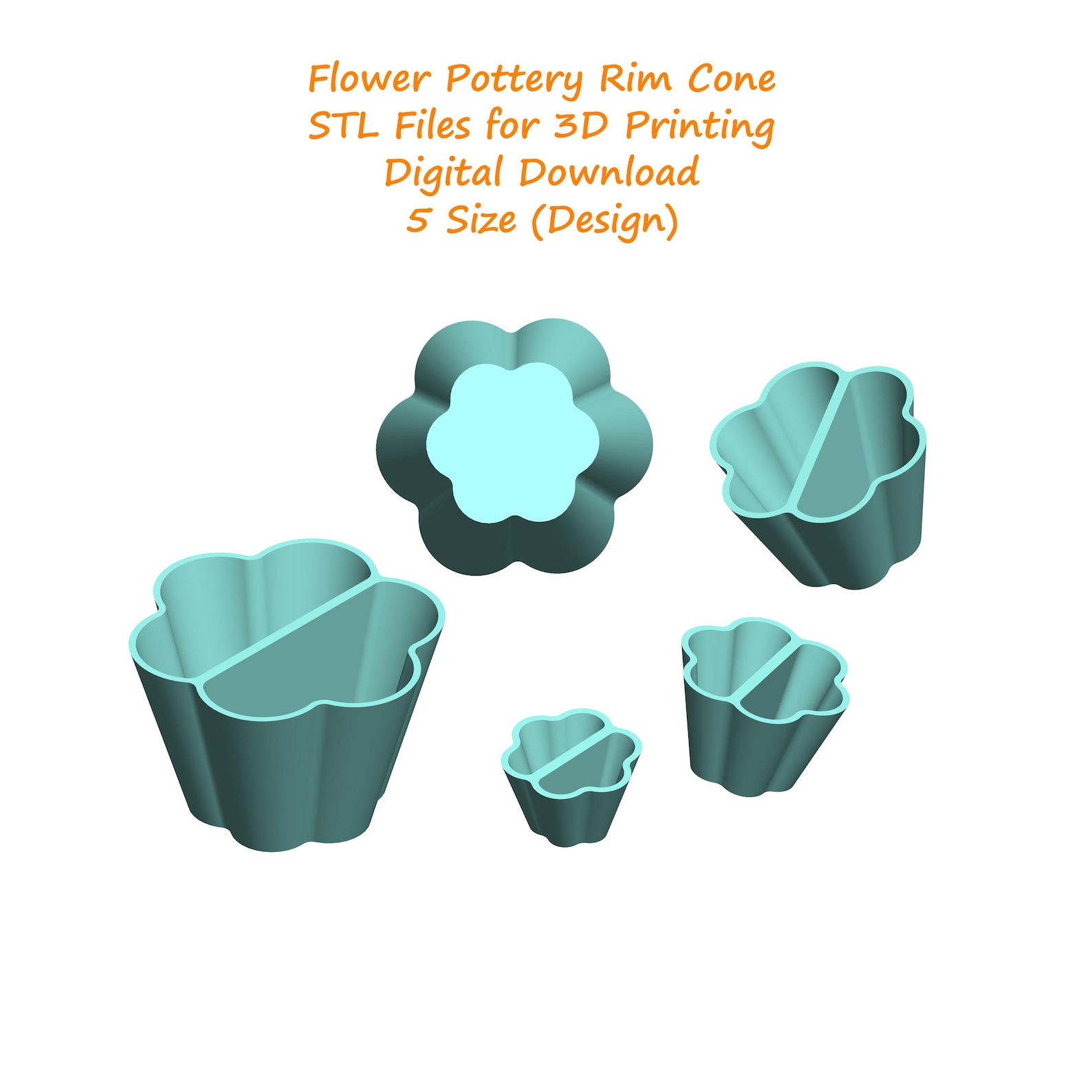 Flower Pottery Rim Cone Tool STL Files for 3D Printing | Pottery Tool ...
