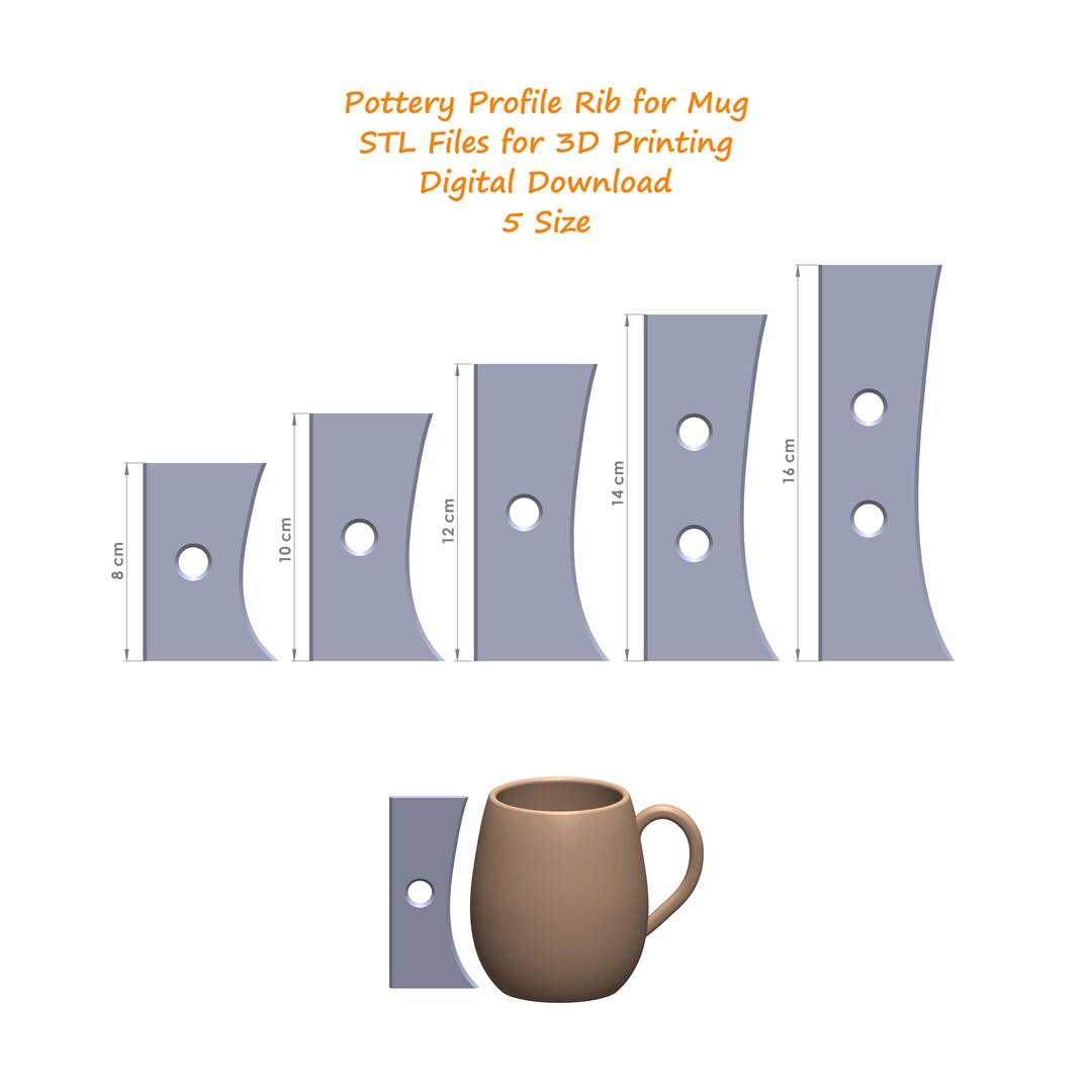 Pottery Profile Rib STL Files for 3D Printing | Pottery Tool Stl File ...