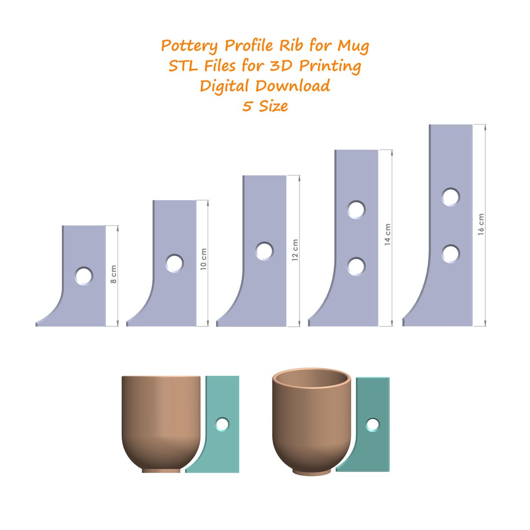 Pottery Profile Rib Set STL Files for Mug Shaping | 3D Printing File ...