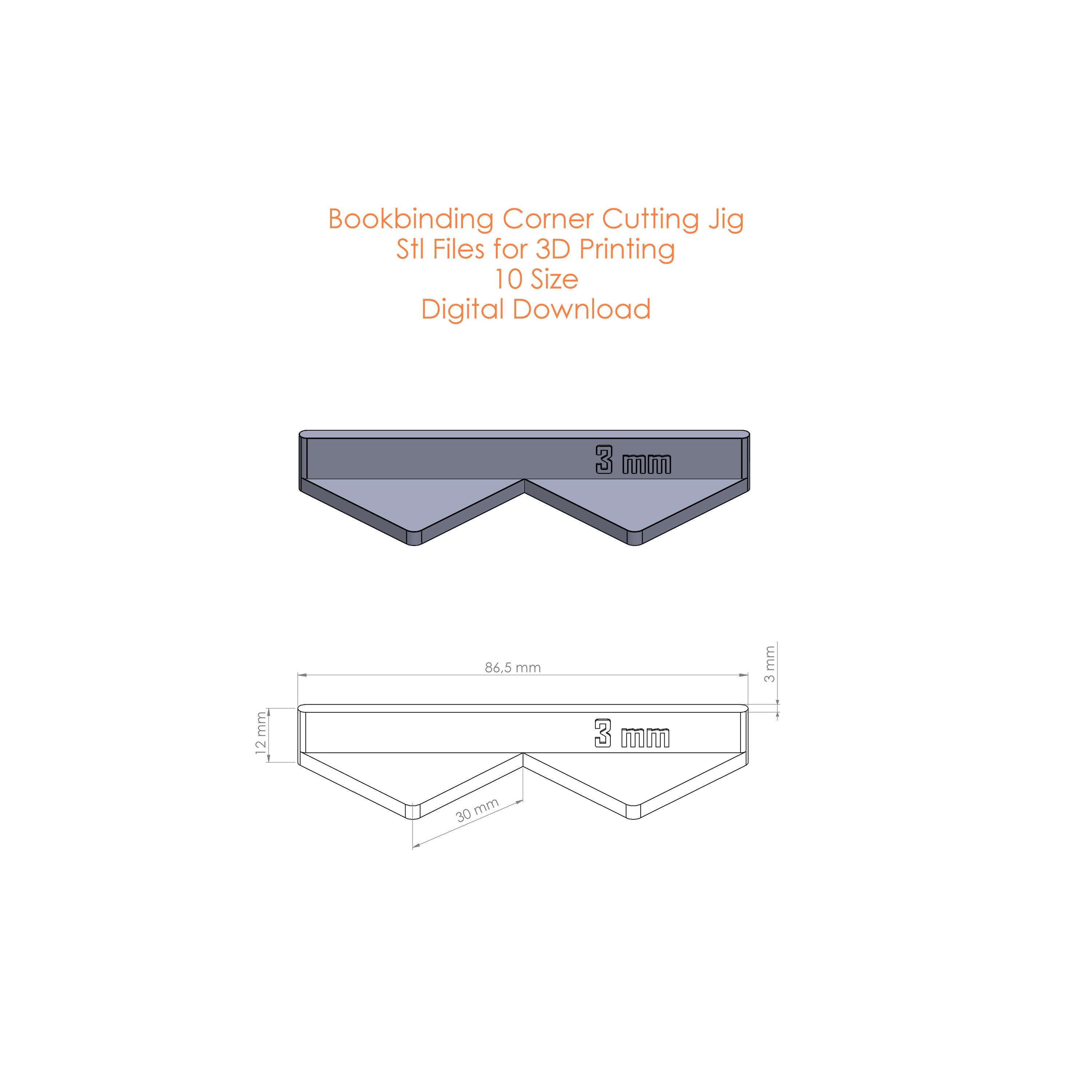 Bookbinding Corner Cutting Jig STL Files for 3D Printing | Bookbinding ...