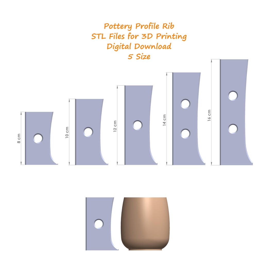 Pottery Profile Rib for Mug Stl Files | Pottery Shaping Tool Stl Files ...