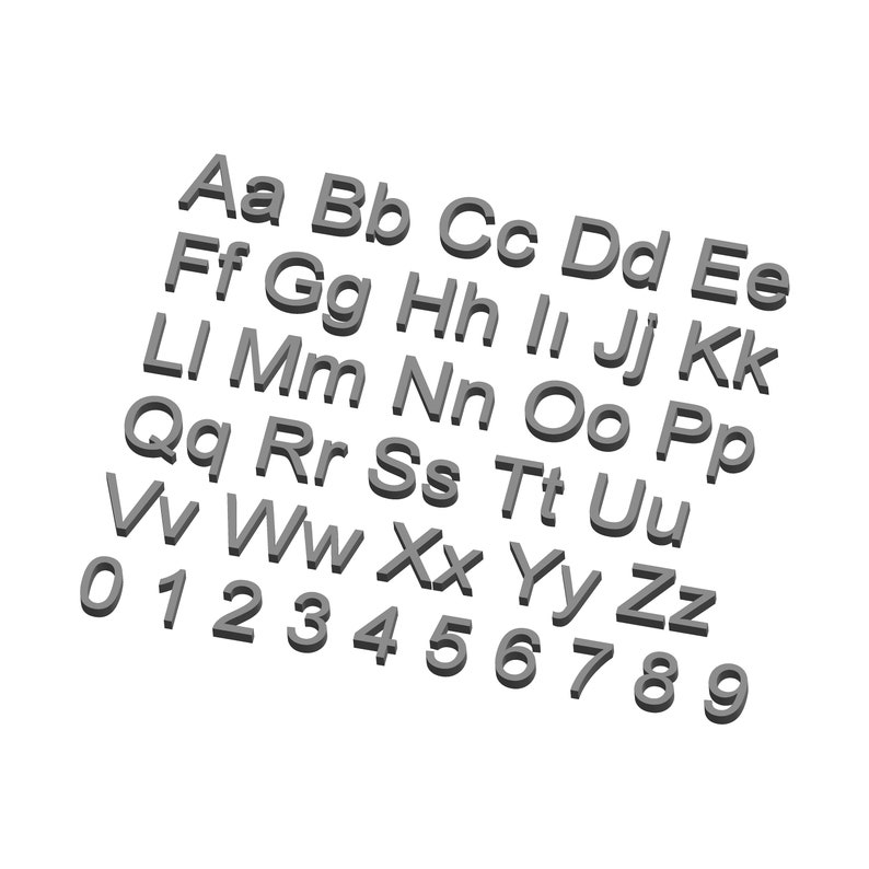 Arial Font Alphabet Letters and Numbers 3D Stl File | 3D Letters Full ...
