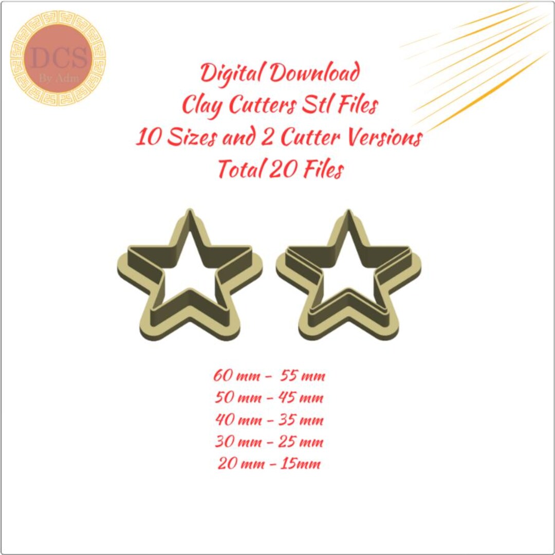 Polymer Clay Cutters Star Stl Files for 3D Printing | Polymer Clay ...