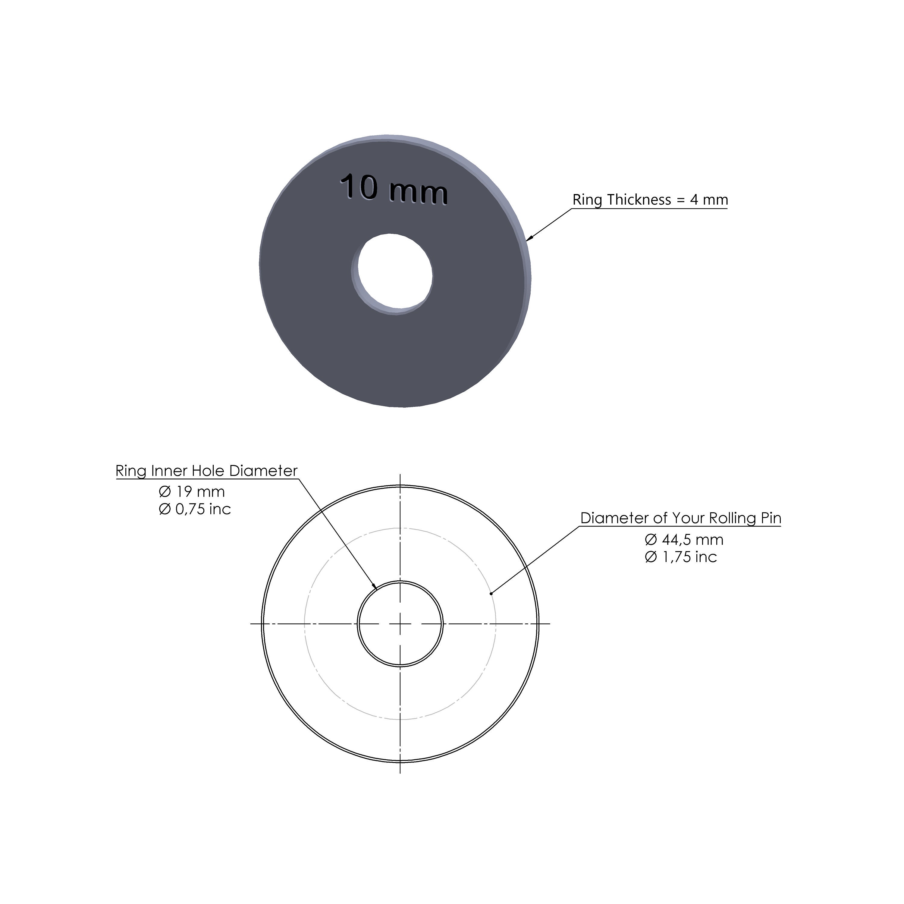 Rolling Pin Ring Guides Set 1 to 10 Mm STL Files Rolling Pin Spacer ...