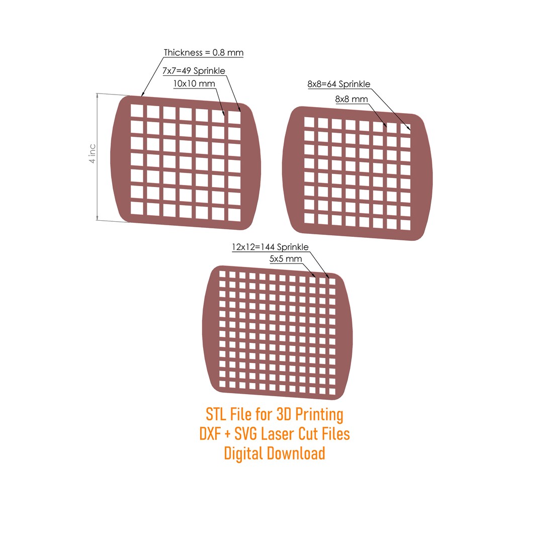 Square Sprinkle Stencil Stl File (3 Size) | Sprinkle Stencil Dxf Svg ...
