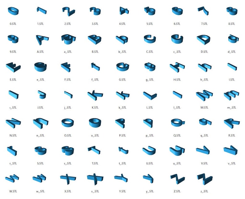 Arial Font Alphabet Letters and Numbers 3D Stl File | 3D Letters Full ...