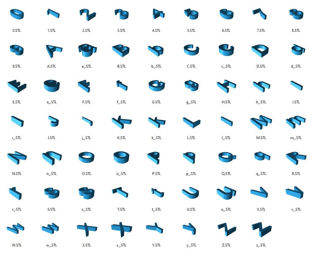 Arial Font Alphabet Letters and Numbers 3D Stl File | 3D Letters Full ...