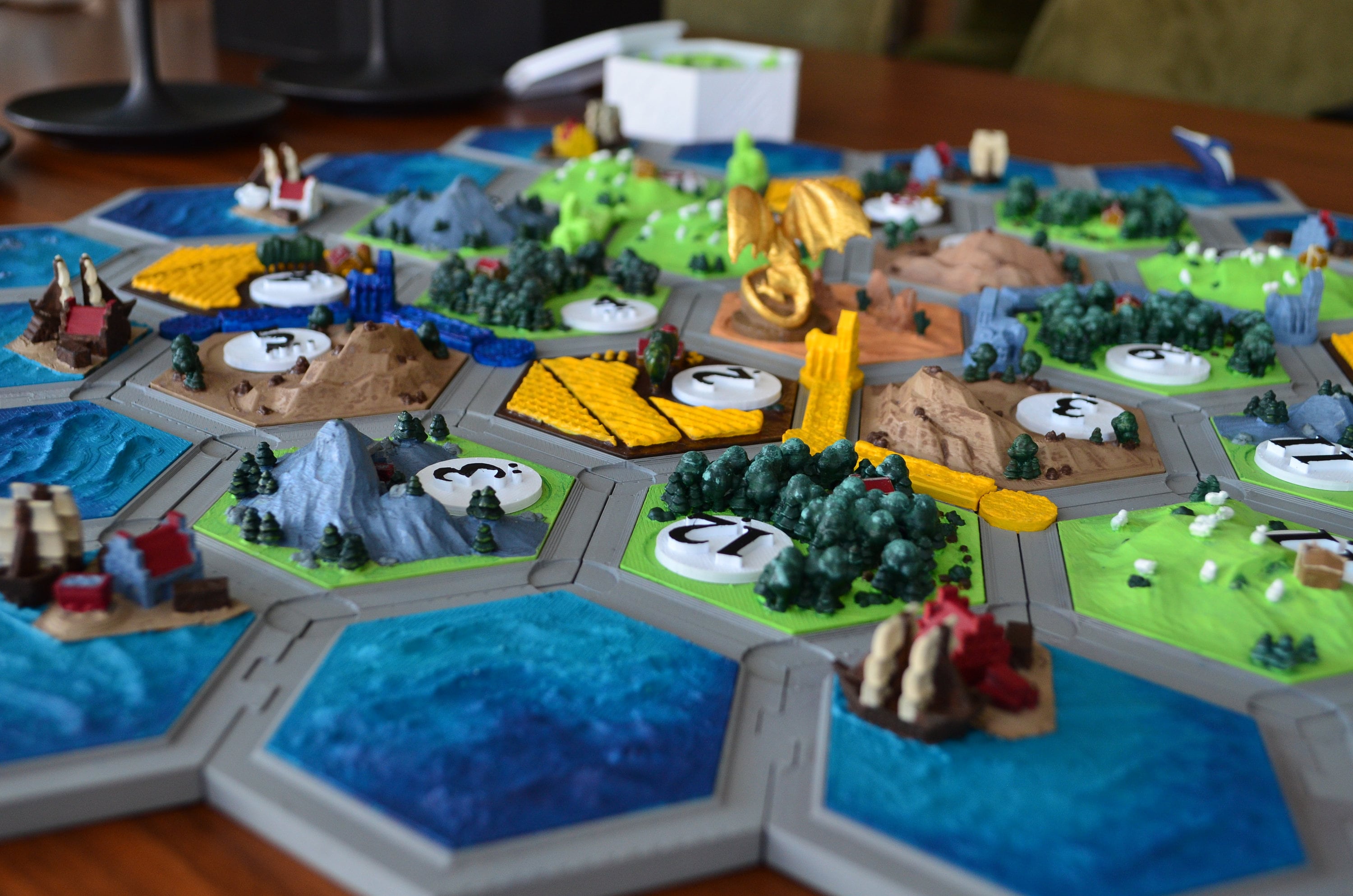 Catan Style 3D Board Game (unpainted, With Color Printed Game Pieces ...