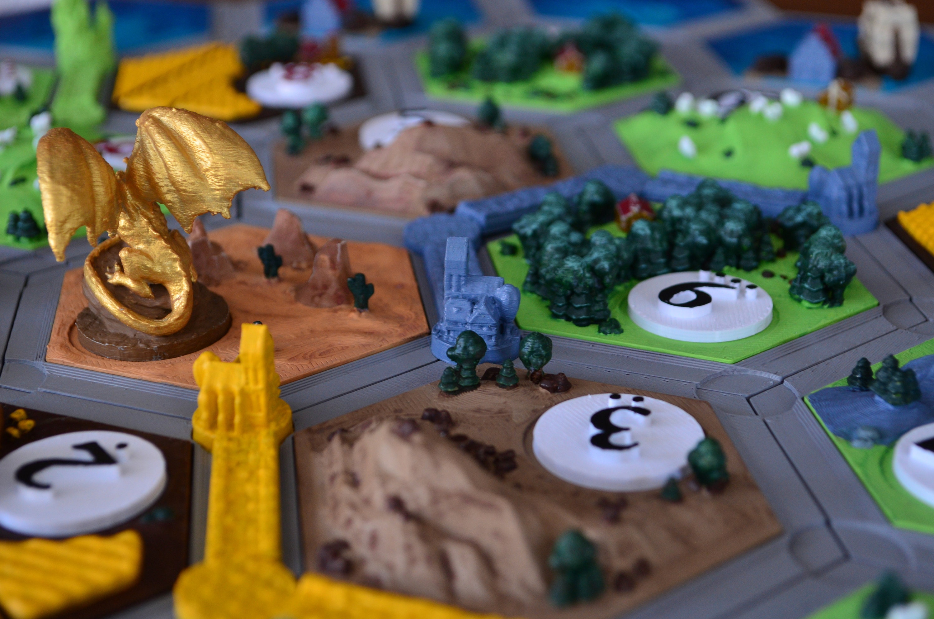 Catan Style 3D Board Game (unpainted, With Color Printed Game Pieces ...