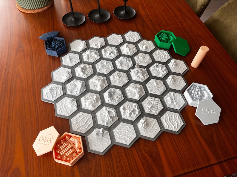 Catan Style 3D Board Game (unpainted, With Color Printed Game Pieces ...