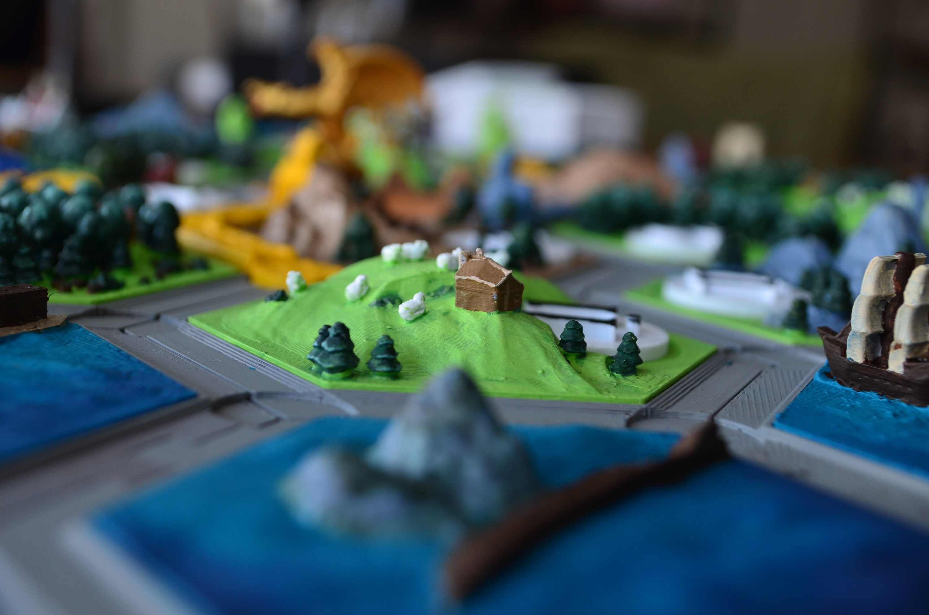 Catan Style 3D Board Game (unpainted, With Color Printed Game Pieces ...