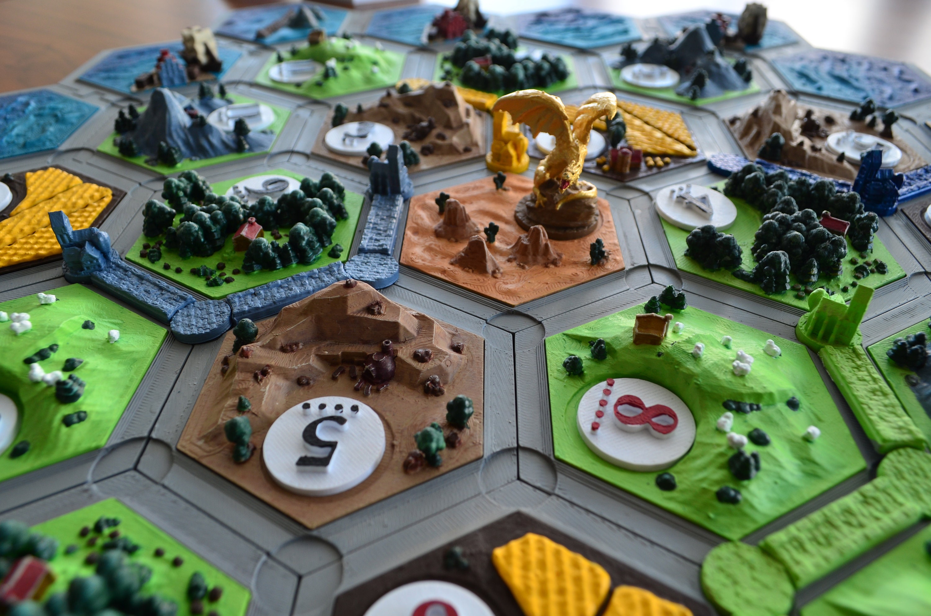 Catan Style 3D Board Game (unpainted, With Color Printed Game Pieces ...