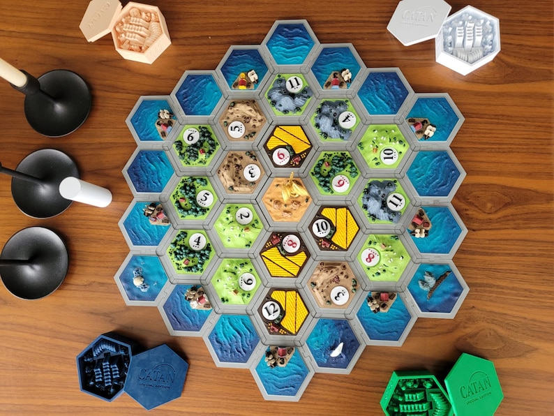 Colorful 3D Printed Settlers of Catan Game Pieces - Etsy