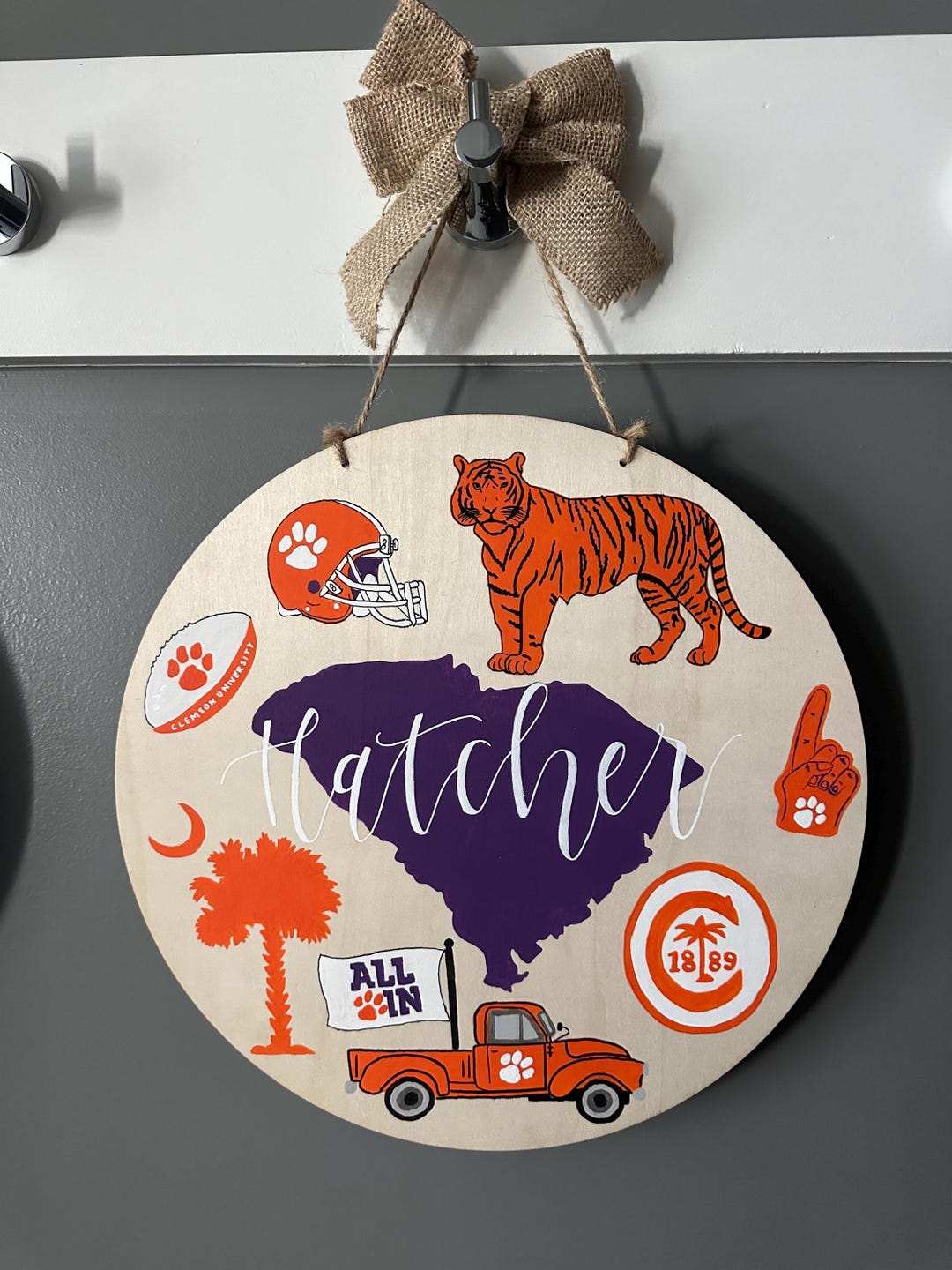 Custom Hand Painted Wooden Name Sign Clemson University - Etsy