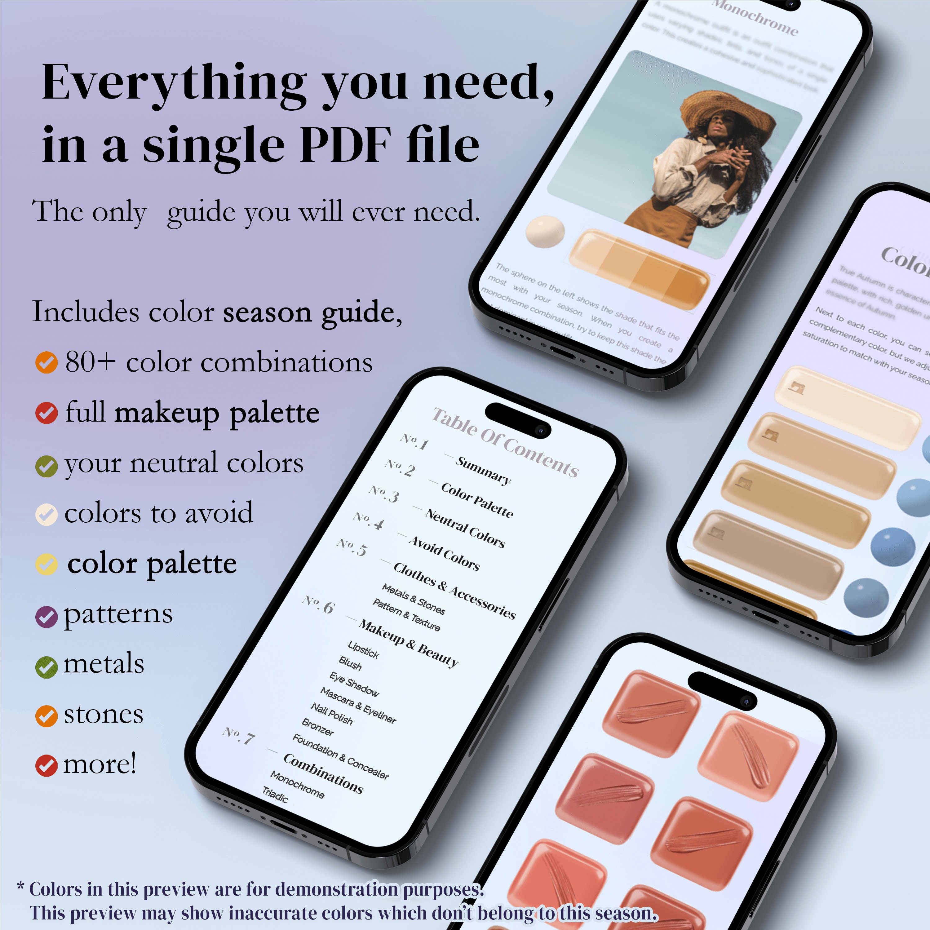 True Autumn Color Guide & Palette, Warm Autumn Colour Palette, Makeup ...