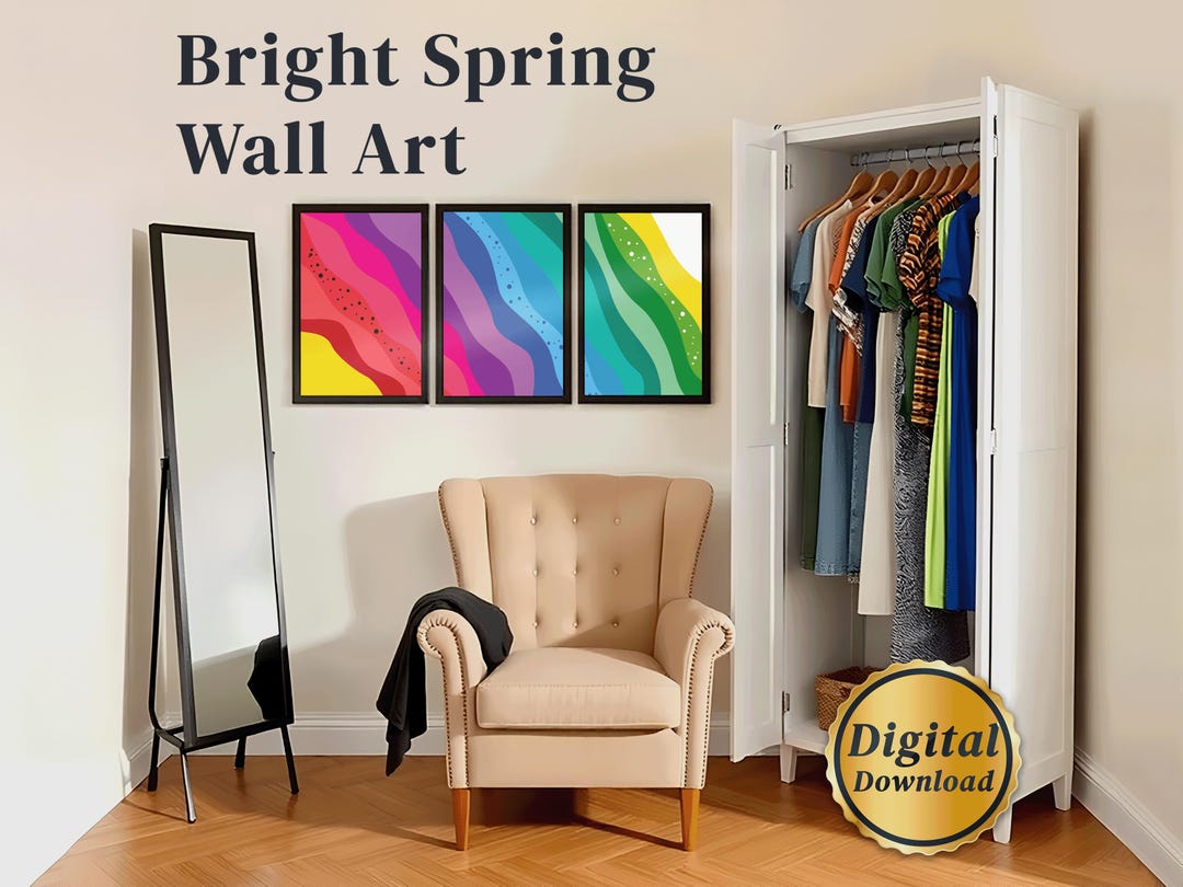 Bright Spring Color Palette Wall Art Decor | Set of 3 Digital Download ...