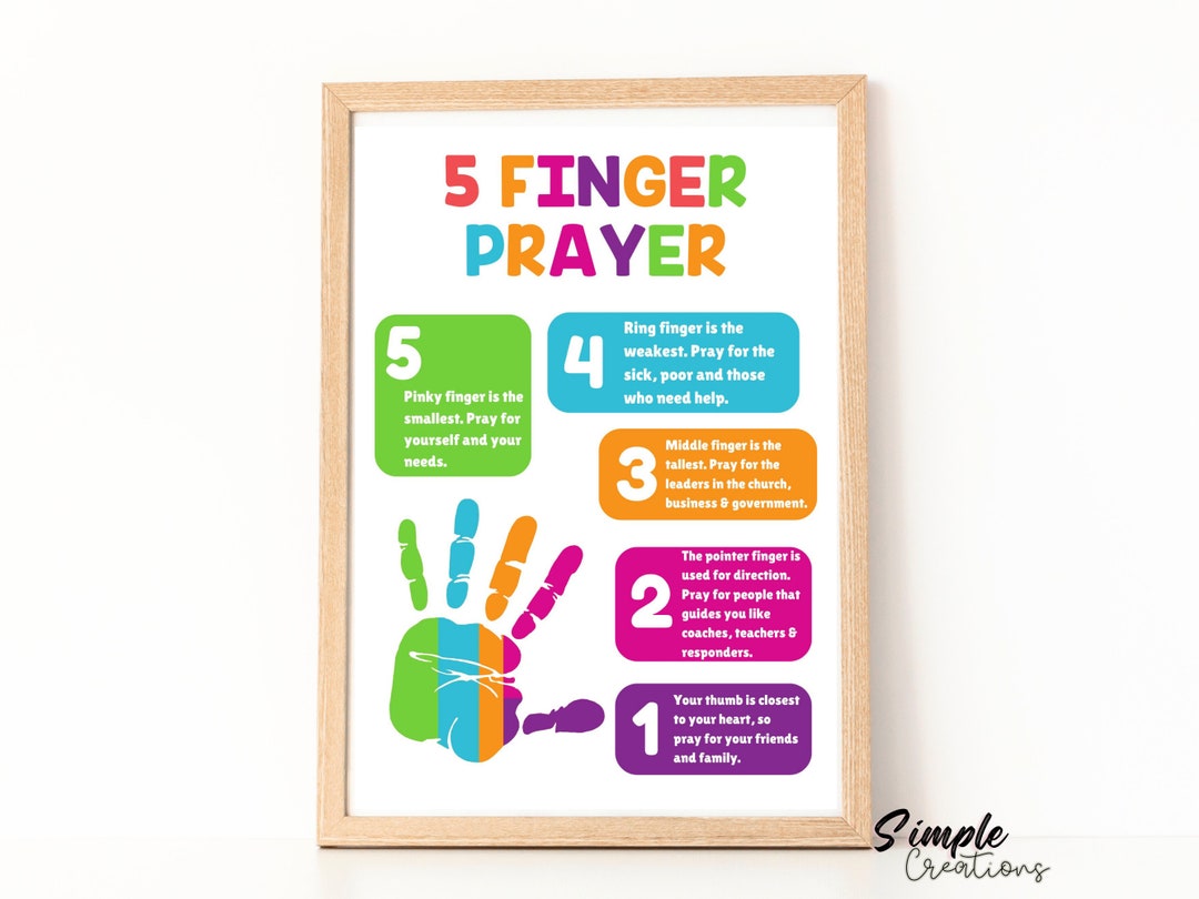 Five Finger Prayer Poster, Homeschool Prints, Kids Bible Verse ...