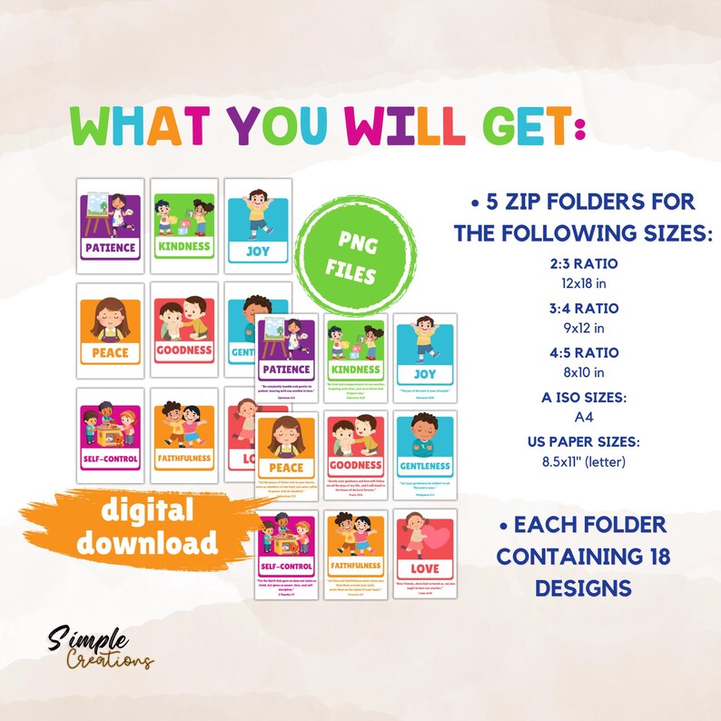 Fruit of the Spirit Cards, Poster, Homeschool Prints, Kids Bible Verse ...