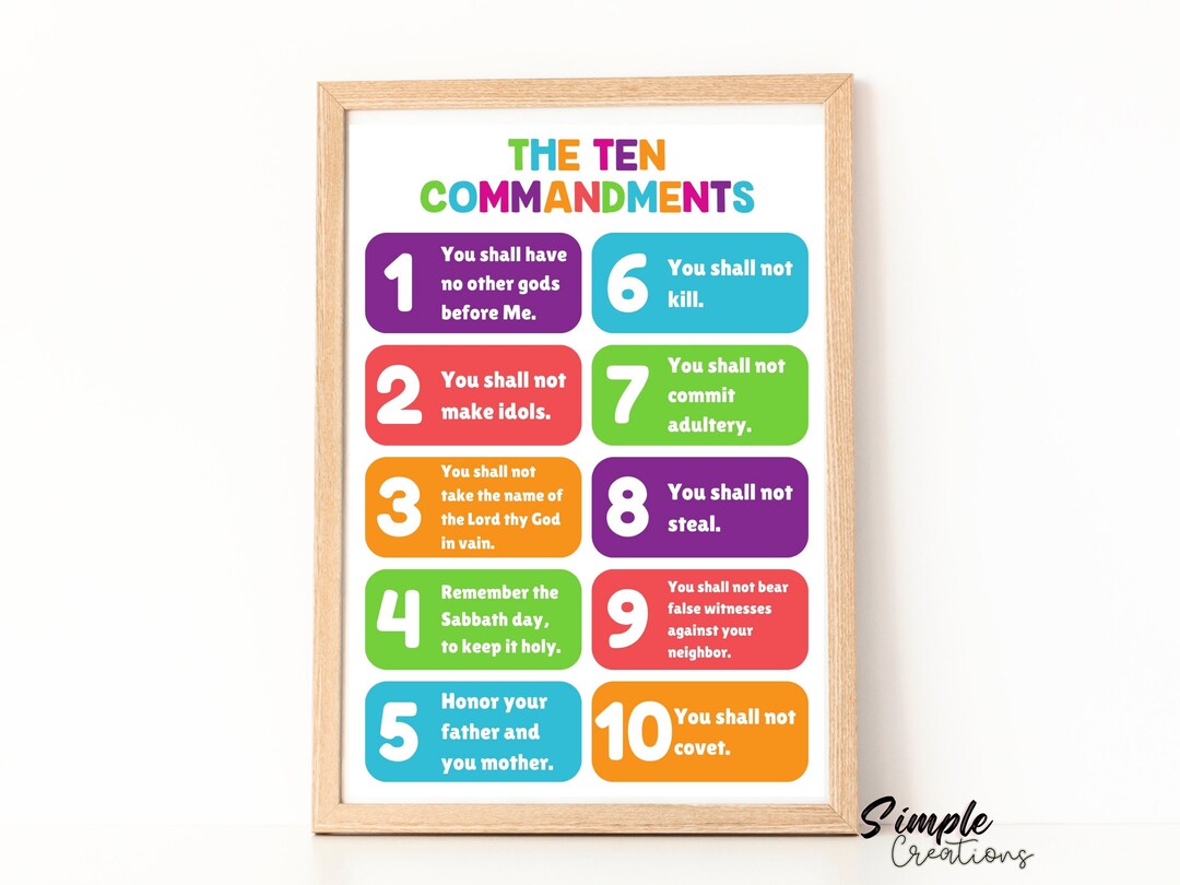 Ten Commandments Poster: Rainbow Kids Bible Verse (digital Download) - Etsy