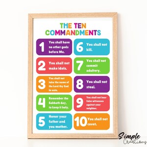 The 10 Commandments Posters, Homeschool Prints, Kids Bible Verse ...