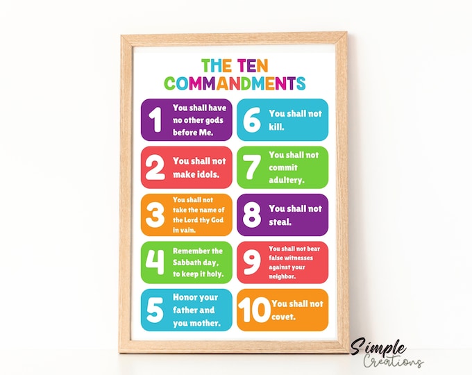 Ten Commandments Poster: Rainbow Kids Bible Verse (digital Download) - Etsy