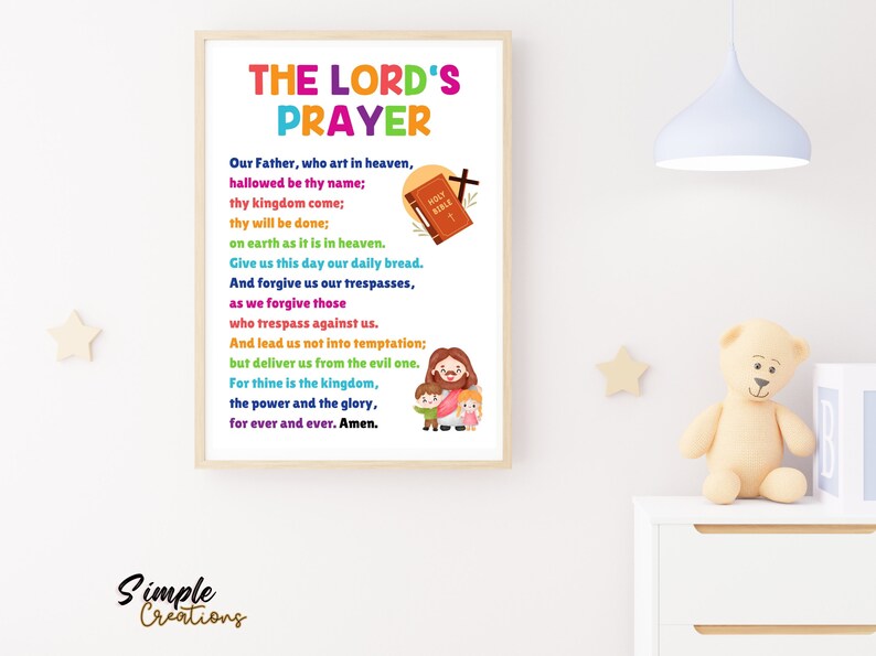 The Lord's Prayer Poster: Rainbow Kids Bible Verse (digital Download ...
