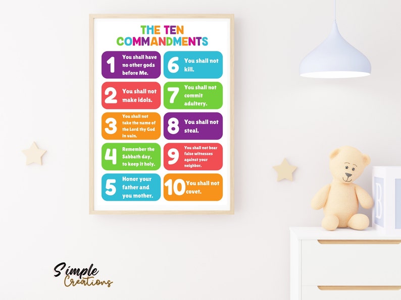 The 10 Commandments Posters, Homeschool Prints, Kids Bible Verse ...
