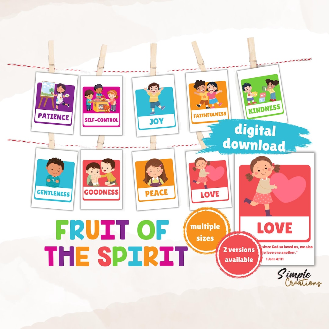 Fruit of the Spirit Cards, Poster, Homeschool Prints, Kids Bible Verse ...