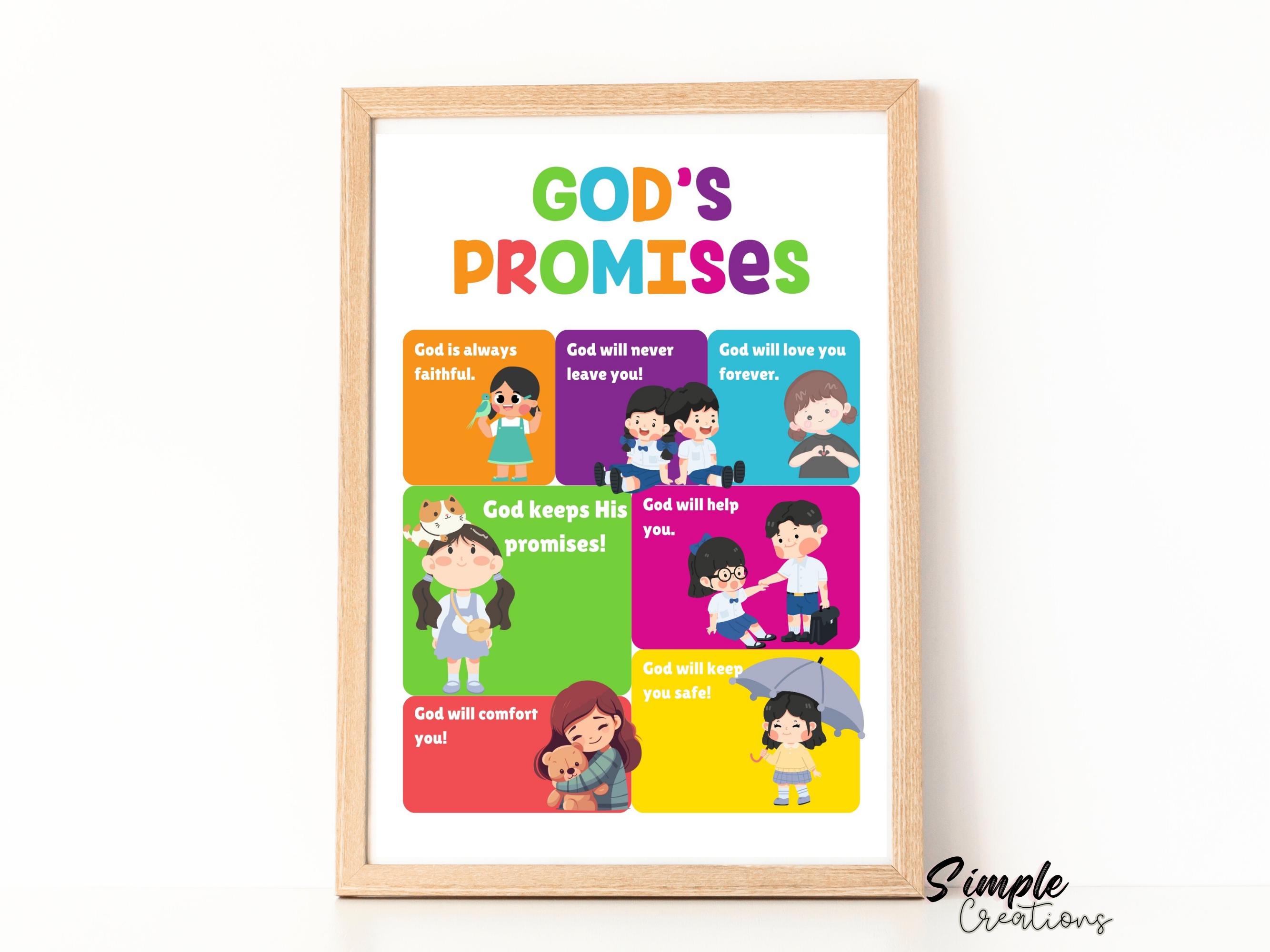 God's Promises Poster, Homeschool Prints, Kids Bible Verse, Scripture ...