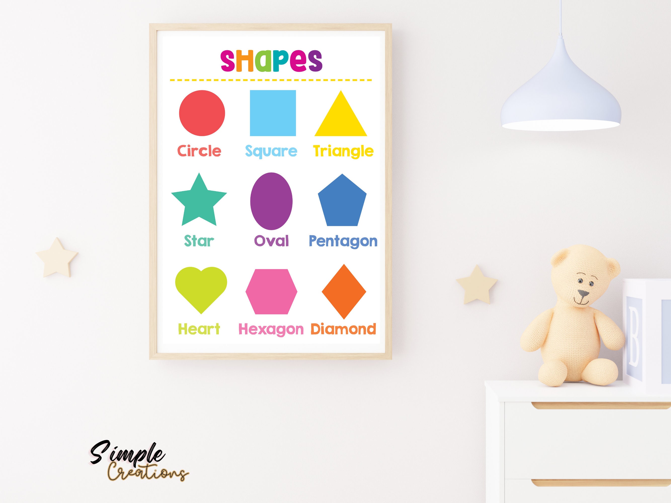 Rainbow Shapes Poster, Shapes Poster, Printable Educational Wall Art ...