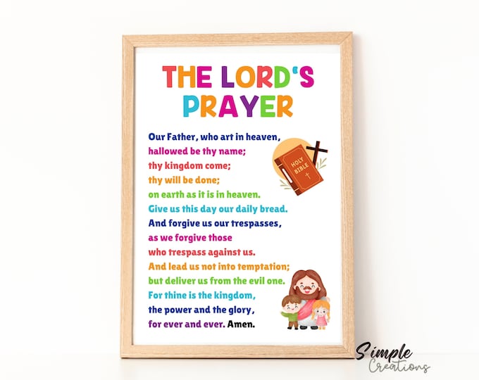 The Lord's Prayer Poster: Rainbow Kids Bible Verse (digital Download ...
