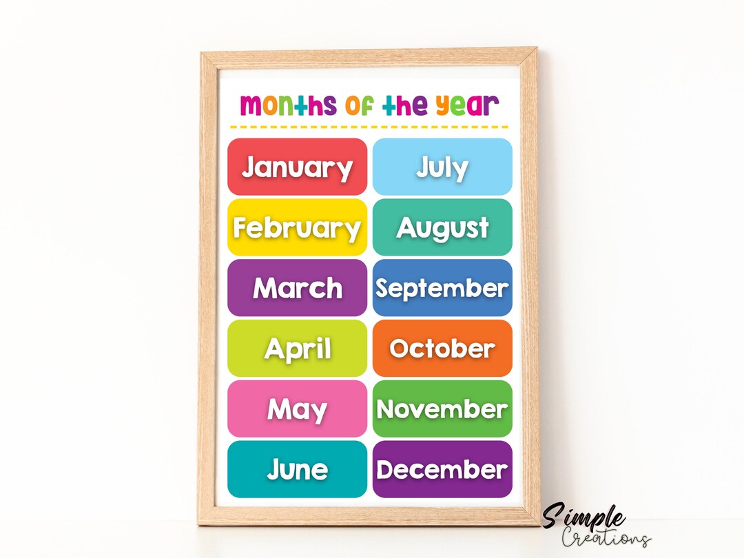 Rainbow Months of the Year | Color Poster| Printable Educational Wall ...