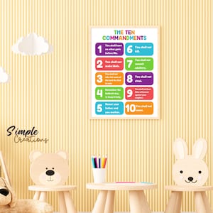 Ten Commandments Poster: Rainbow Kids Bible Verse (digital Download) - Etsy