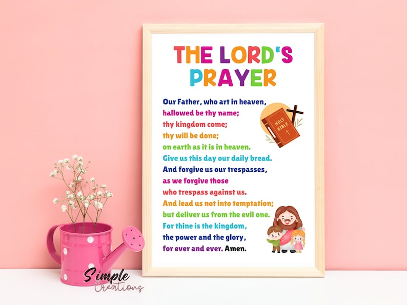 The Lord's Prayer Poster: Rainbow Kids Bible Verse (digital Download ...