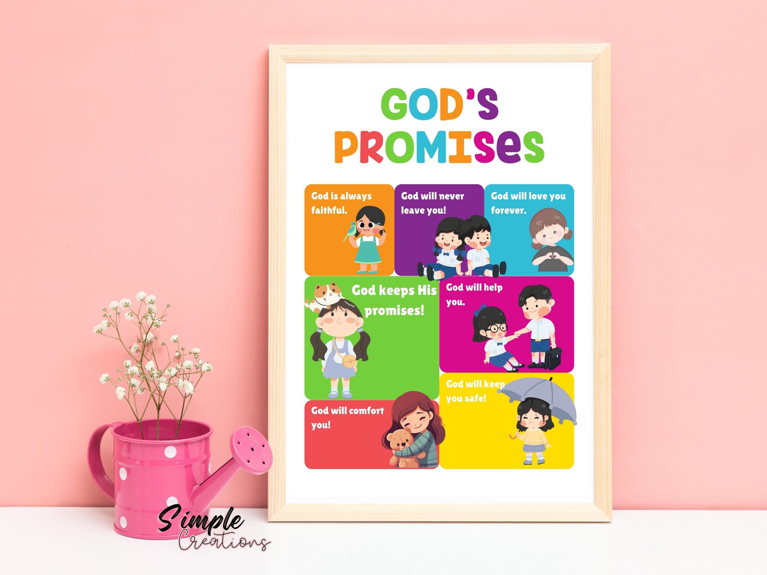 God's Promises Poster, Homeschool Prints, Kids Bible Verse, Scripture ...