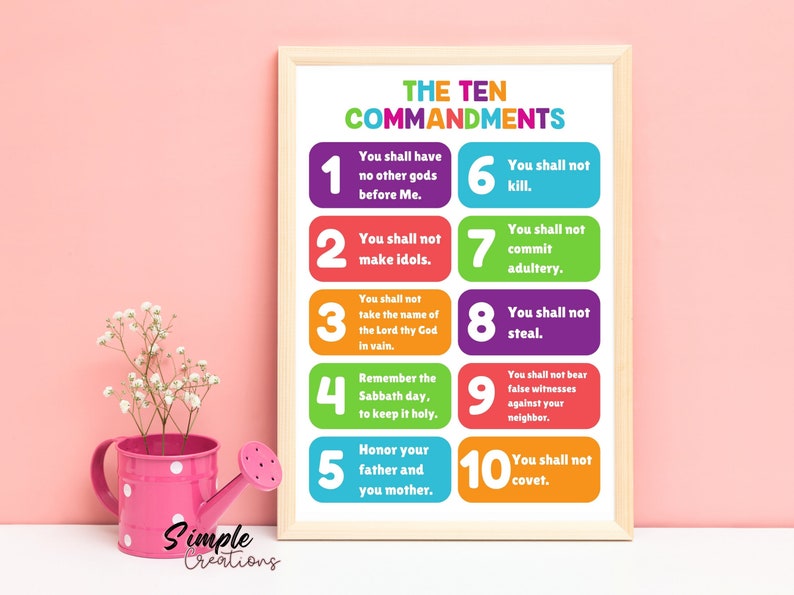 The 10 Commandments Posters, Homeschool Prints, Kids Bible Verse ...