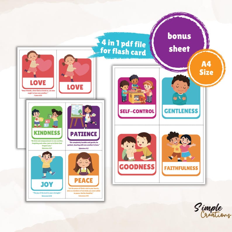 Fruit of the Spirit Cards, Poster, Homeschool Prints, Kids Bible Verse ...